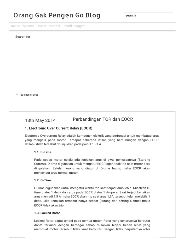 Perbandingan TOR Dan EOCR | PDF | Teknologi & Rekayasa