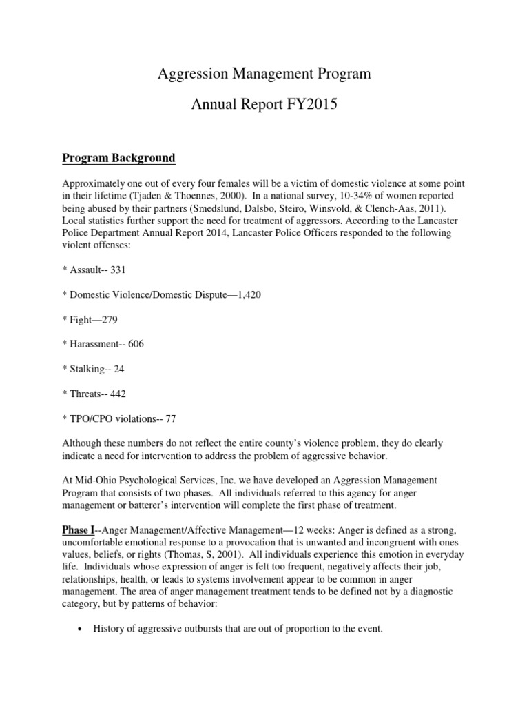 Aggression Management Program | PDF | Borderline Personality Disorder ...