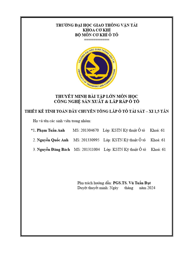 Btl Cnsxlr ô Tô k61 Kstn Nhóm 1 Phạm Tuấn Anh | PDF