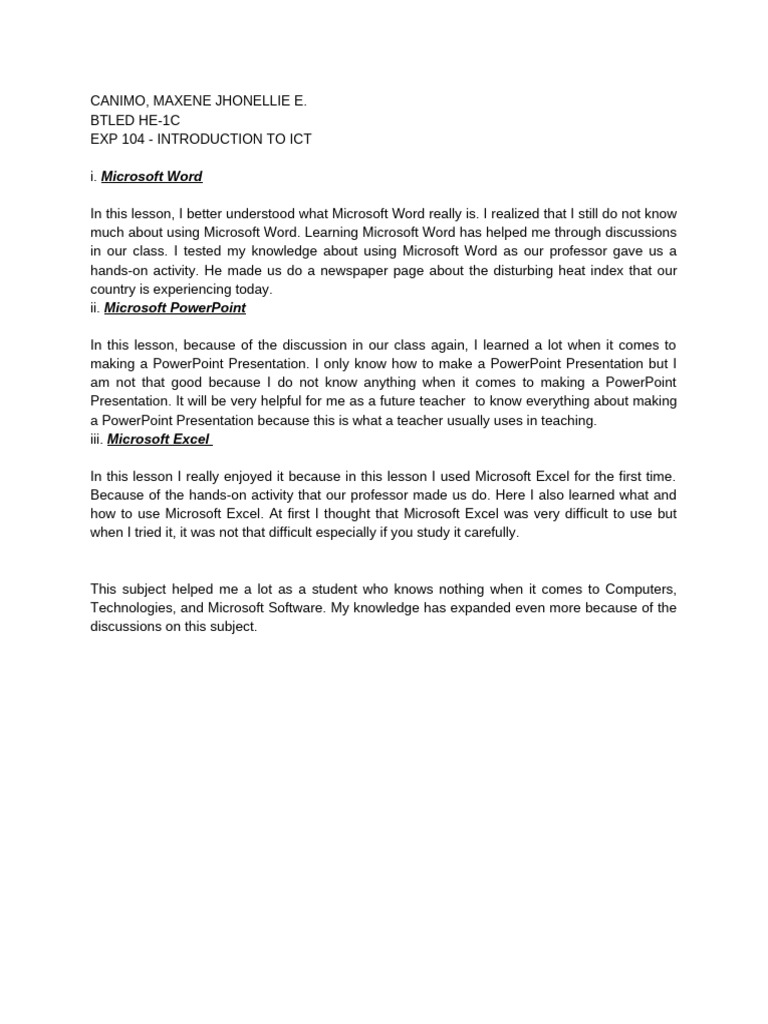 Ict Reflection | PDF