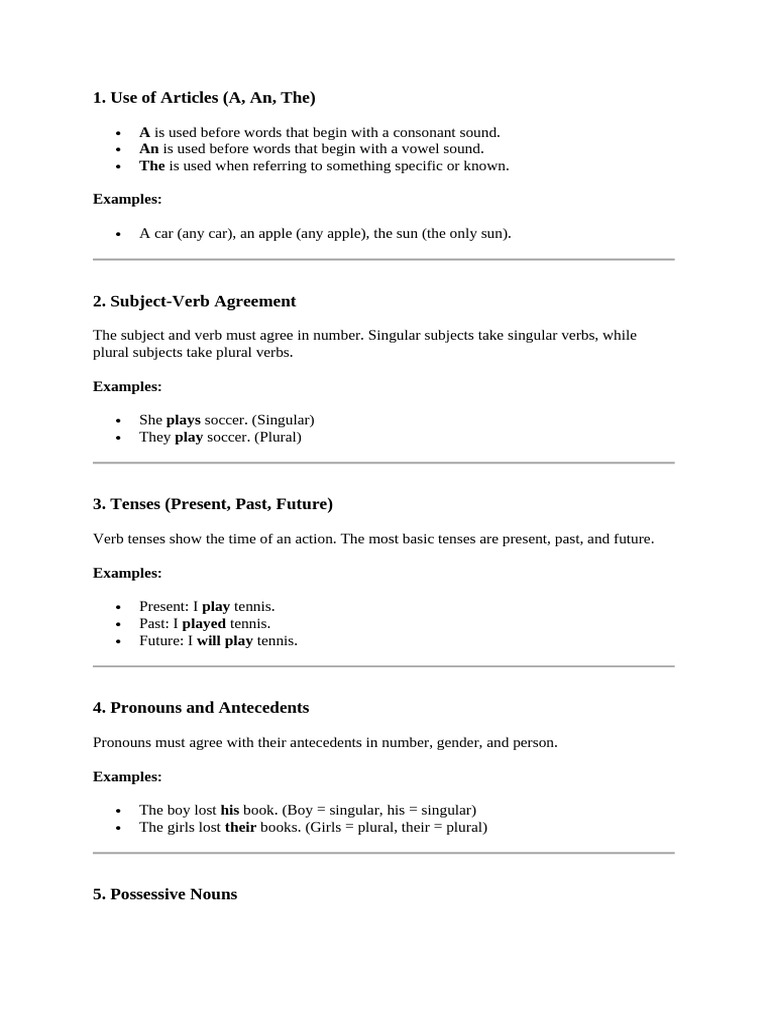 Grammar Rules | PDF | Grammatical Number | Plural