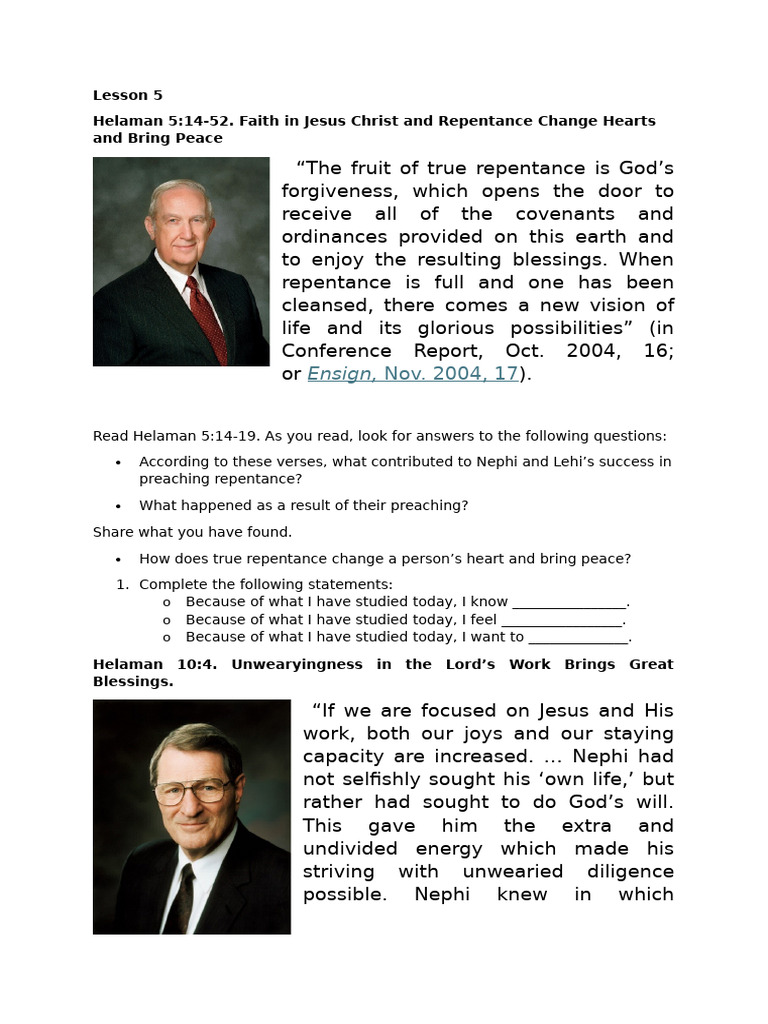 Lesson 5 (Assignment) | PDF | Theology | Christian Belief And Doctrine