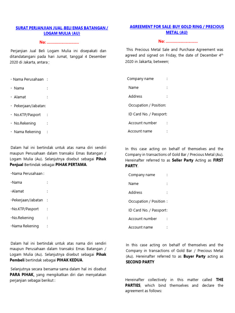 SURAT PERJANJIAN JUAL 4 Desember | PDF