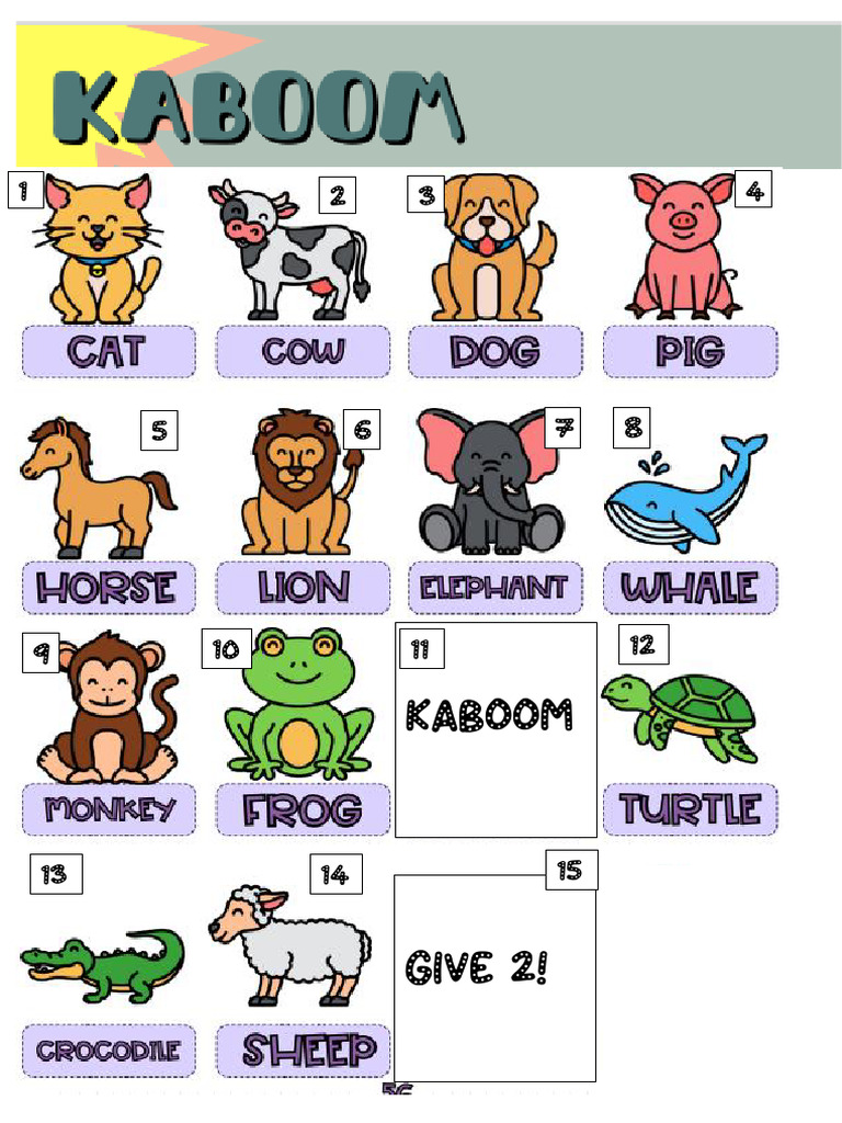 Kaboom Animals CON NOMBRE | PDF