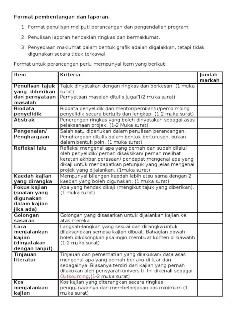 Format Pembentangan Dan Laporan | PDF