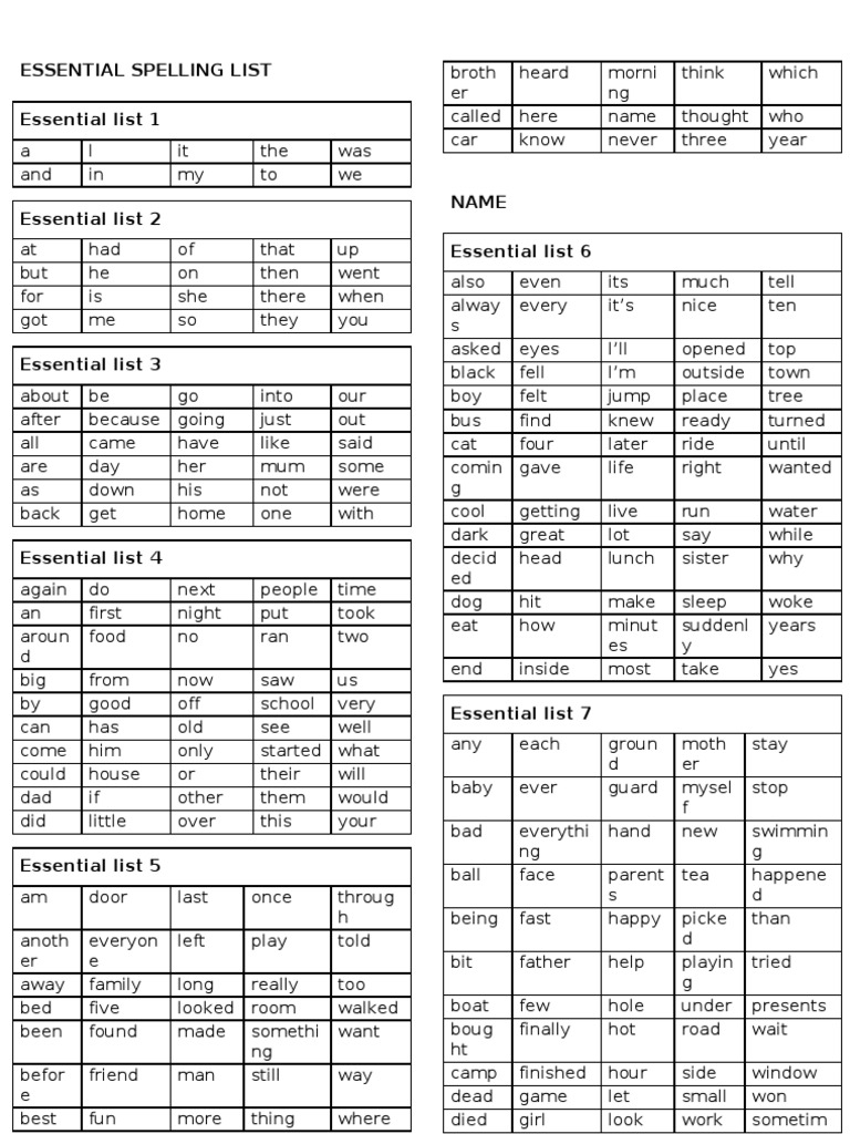 Essential Lists | PDF