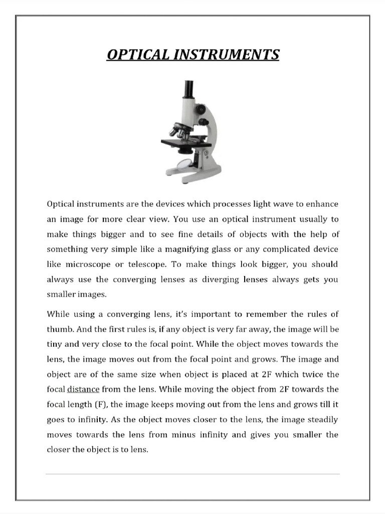 project file of optical instruments | PDF