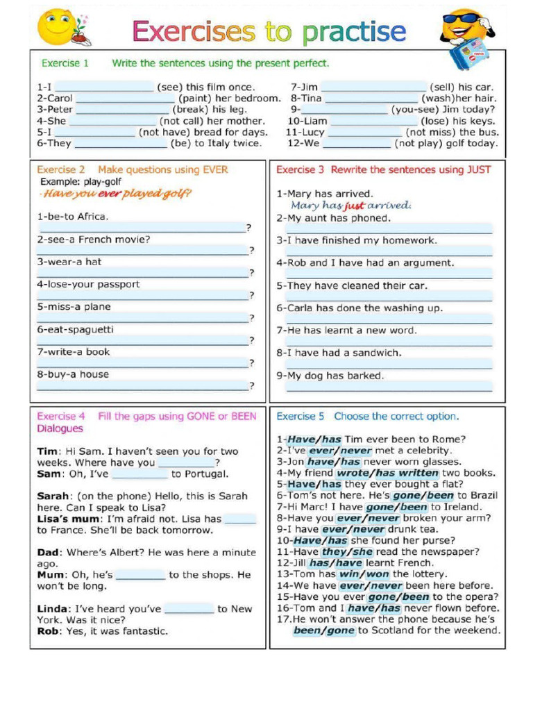 present perfect practice | PDF