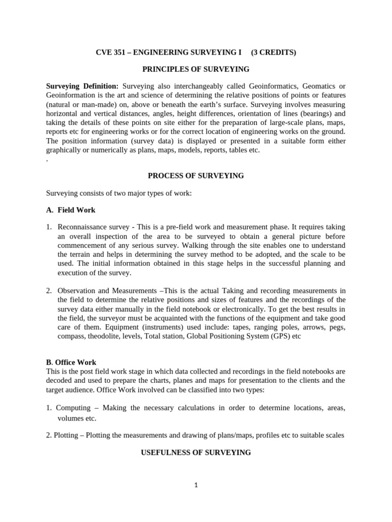 Lecture 1 (Principles of Surveying) | PDF | Surveying | Geodesy
