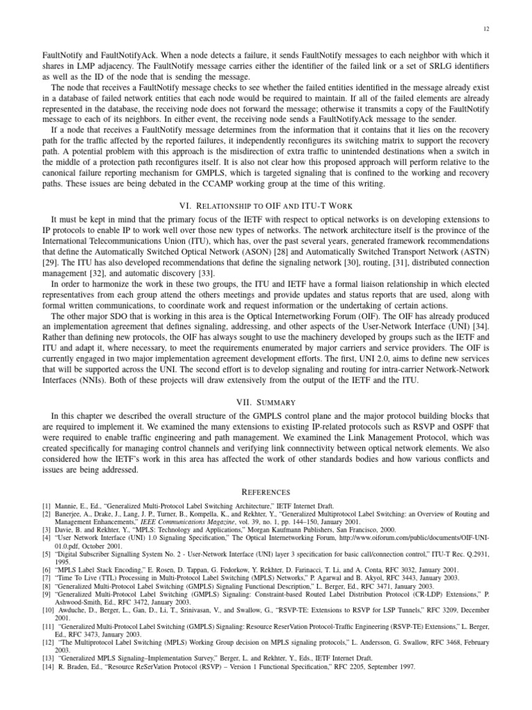 GMPLS Fault Notification Protocols | PDF | Networking | Multiprotocol ...