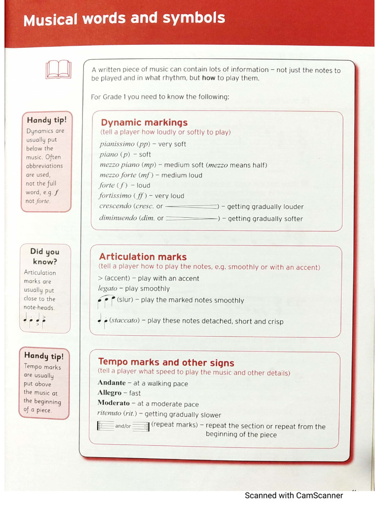 Musical Words N Symbols 1 To 8 | PDF