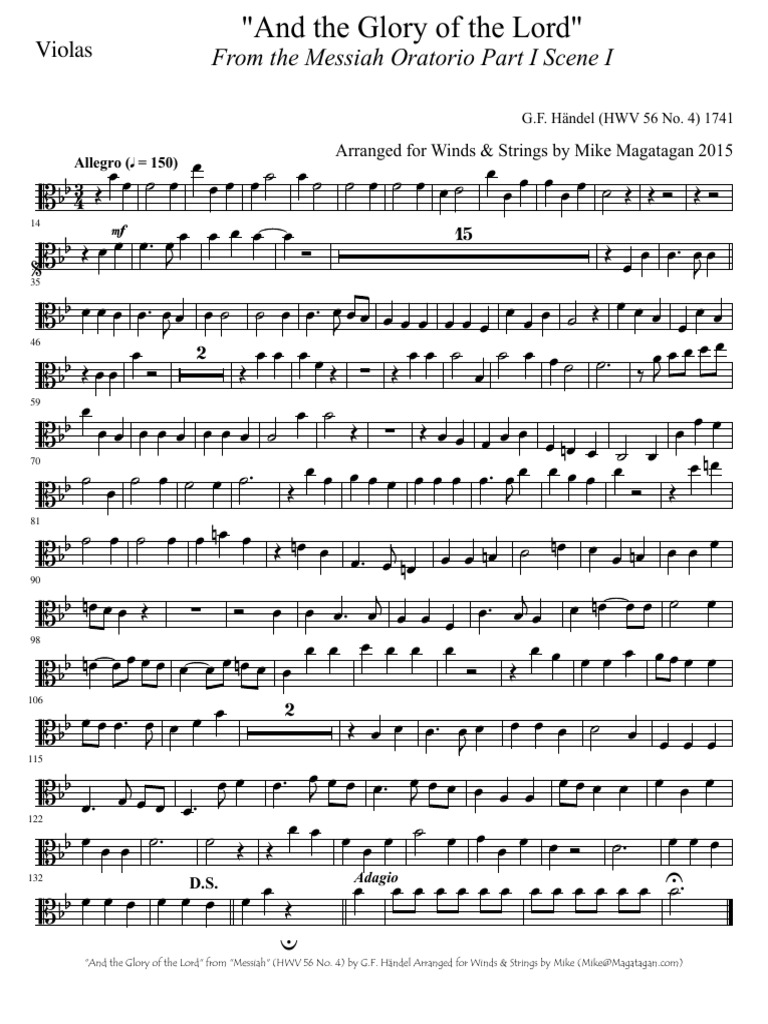 (Free Scores - Com) - Haendel Georg Friedrich and The Glory The Lord For Winds Strings Violas ...