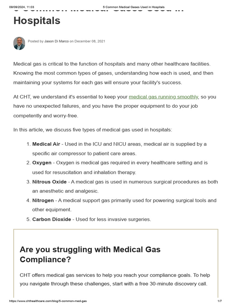 Common Medical Gases in Hospitals | PDF | Nitrous Oxide | Anesthesia
