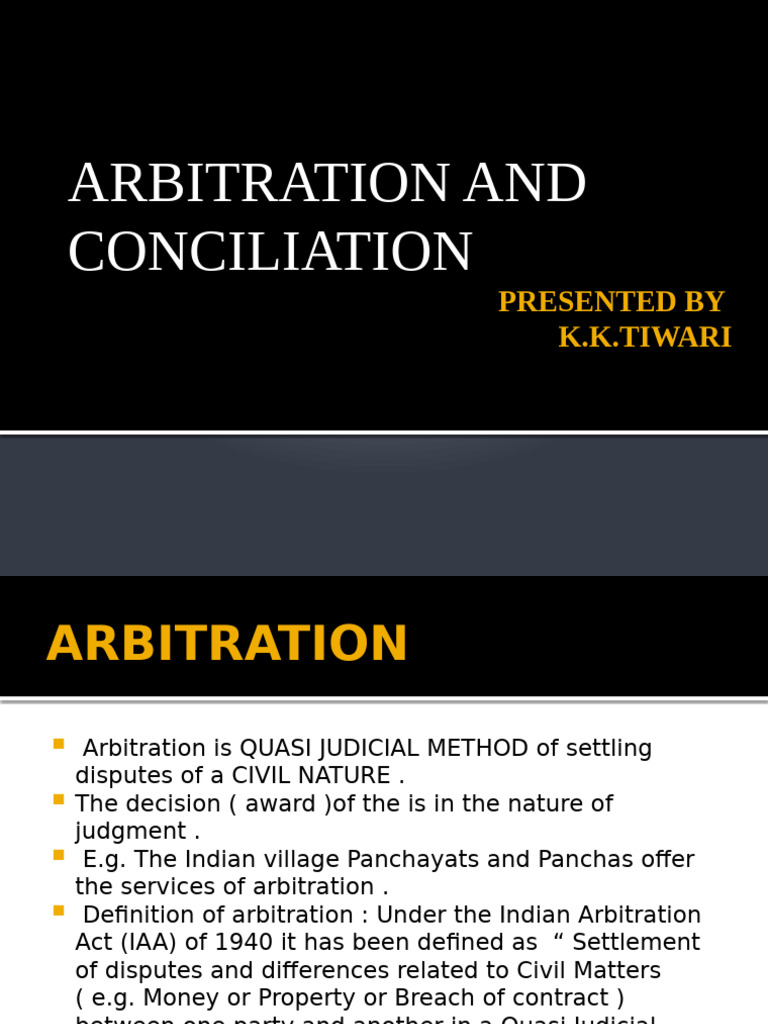 Arbitration and Conciliation | PDF | Arbitral Tribunal | Arbitration