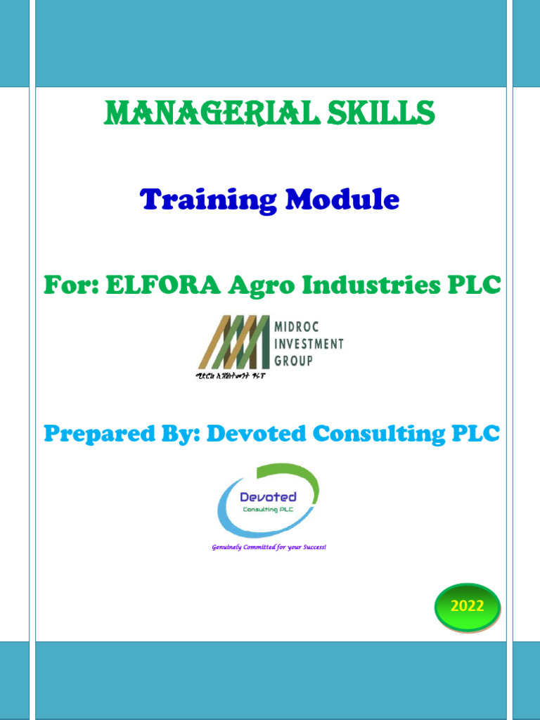 Training Module On Managerial Skills ELFORA | PDF | Goal | Policy