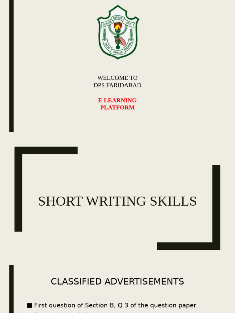 Short Writing Skill Classifieds | PDF | Advertising