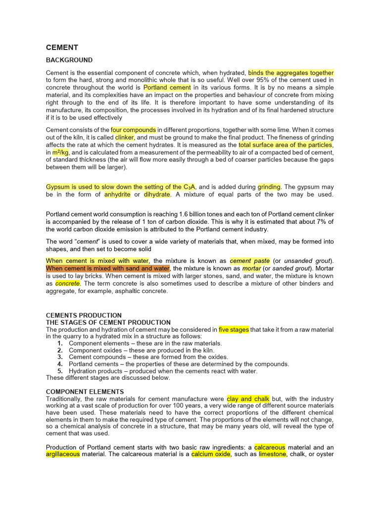 CEMENT (LECTURE 2) | PDF | Cement | Concrete