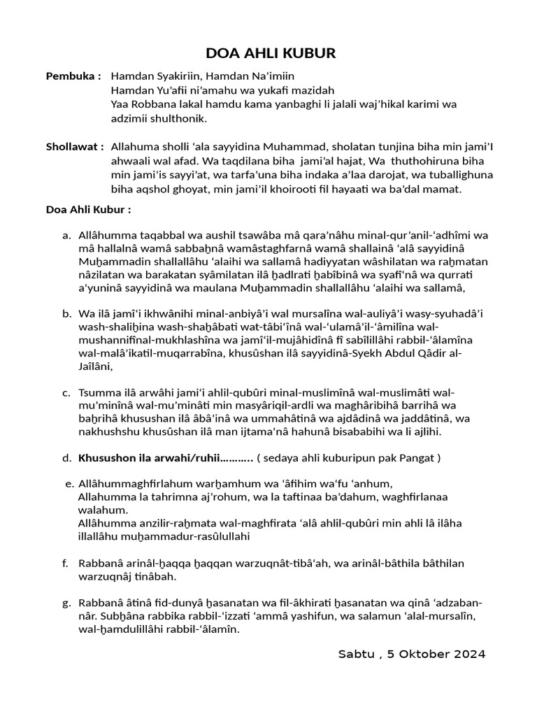 Doa Ahli Kubur | PDF