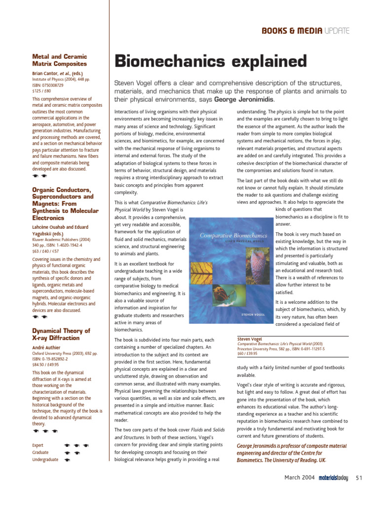 CS031. Comparative Biomechanics Life's Physical World (Review) | PDF ...