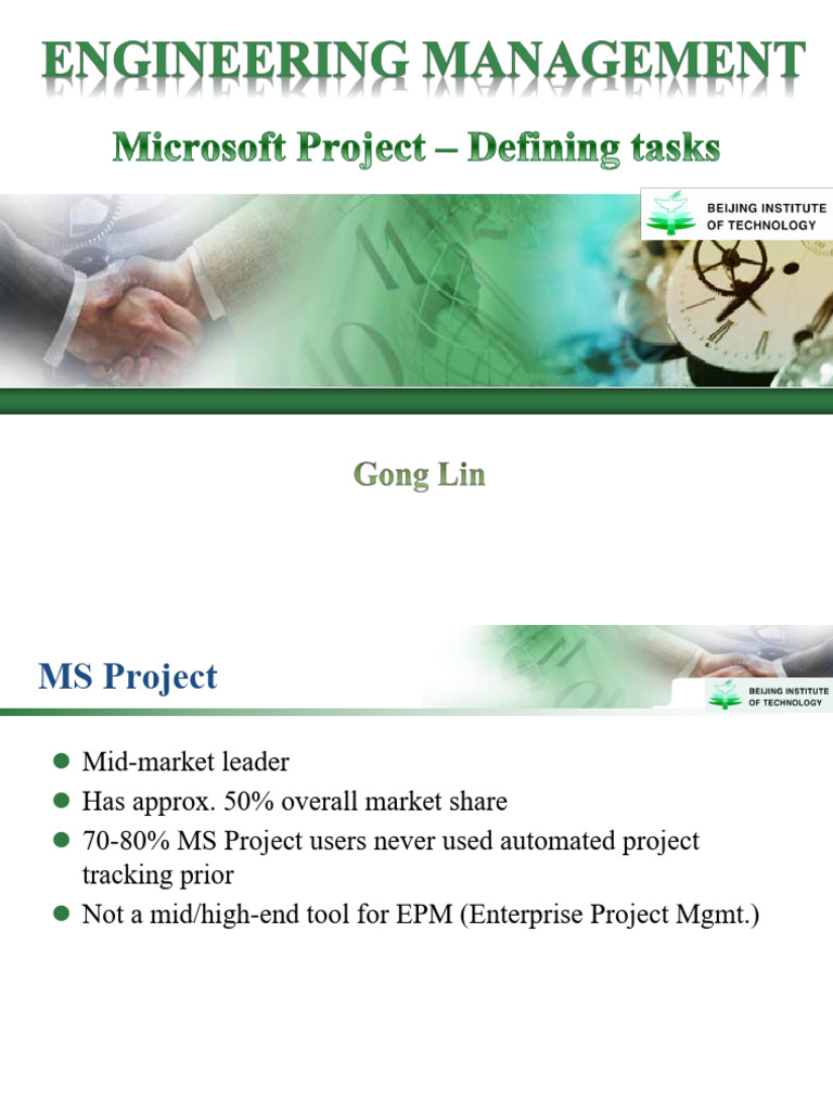 Lecture 05 - Microsoft Project - Defining Tasks - Lab 2 | PDF ...