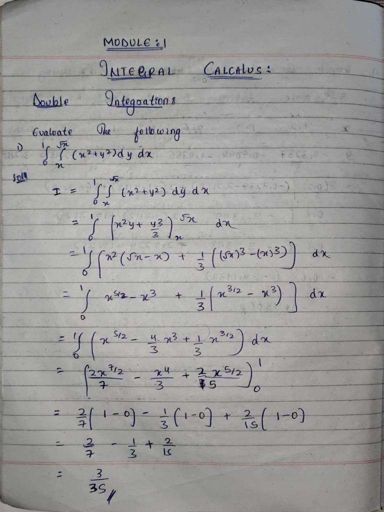 Maths Module 2 Notes Second Sem, Double Integrals | PDF