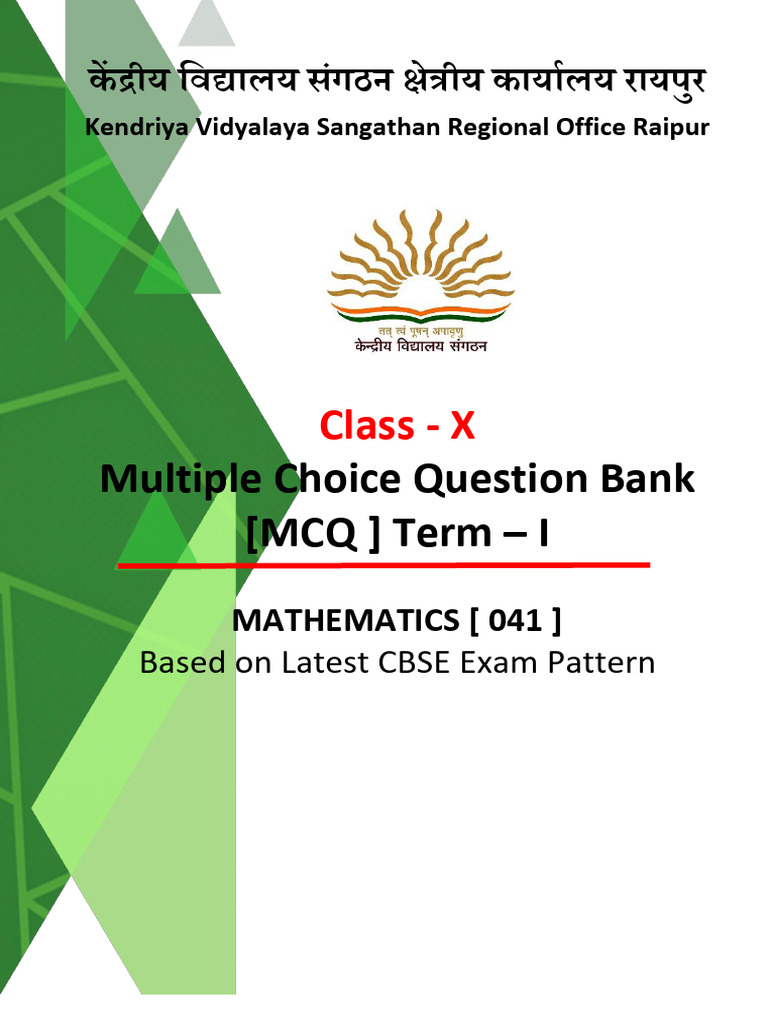 Class X Mathematics MCQ Question Bank | PDF | Quadratic Equation | Polynomial
