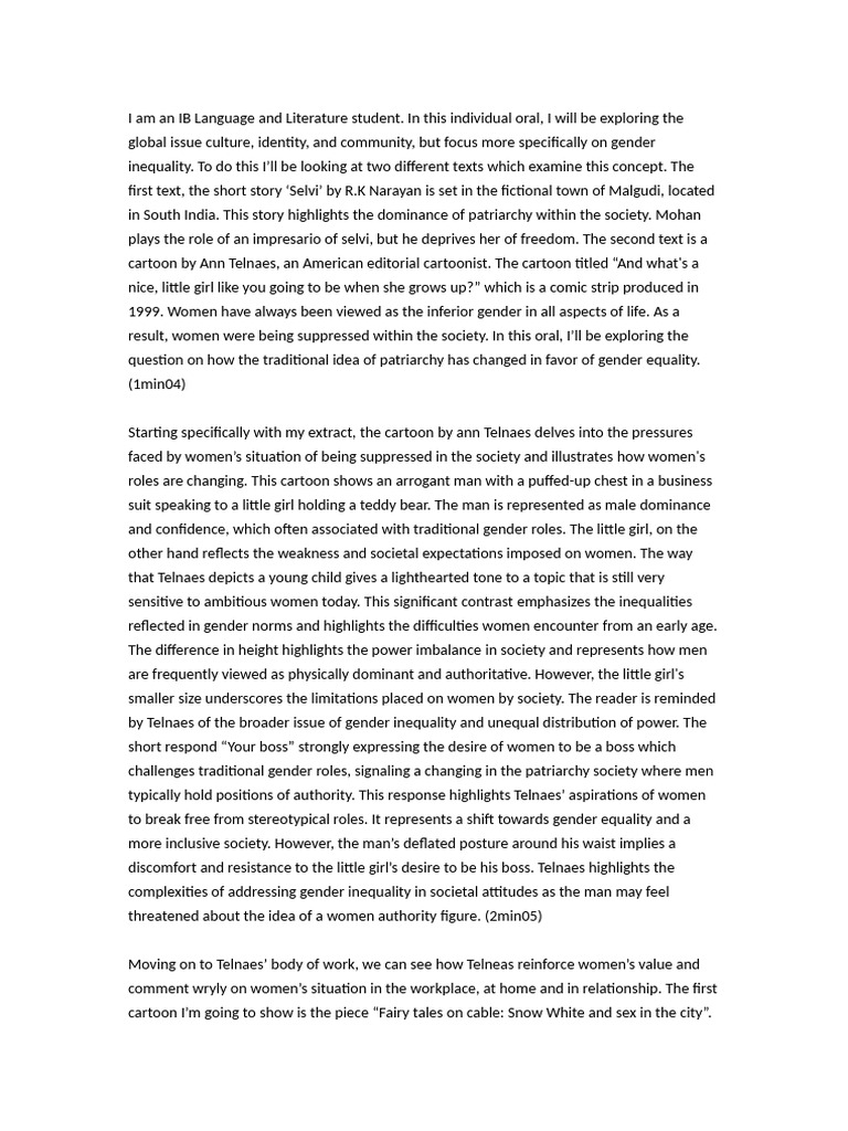 English IO Transcript | PDF | Gender Role | Gender