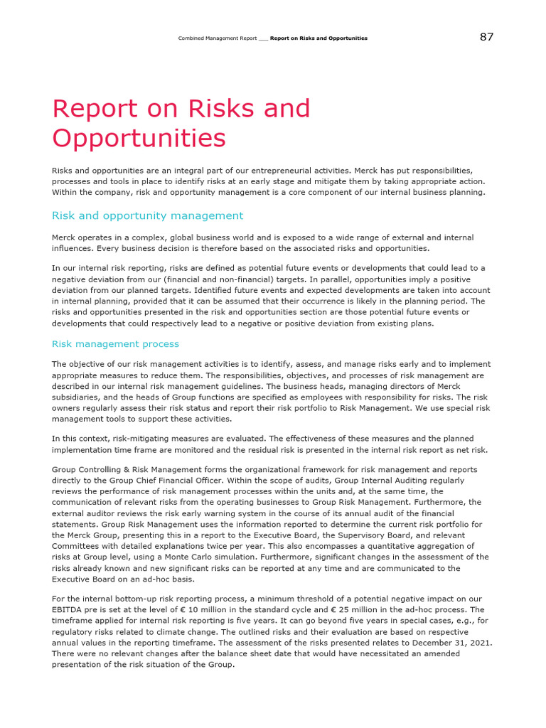 Merck's Risk and Opportunity Management | PDF | Risk | Risk Management