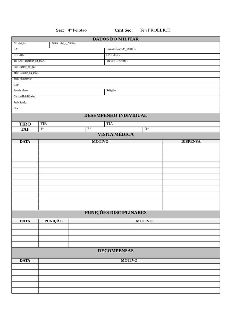 Caderneta Comandante de Pelotão - 4º Pel | PDF
