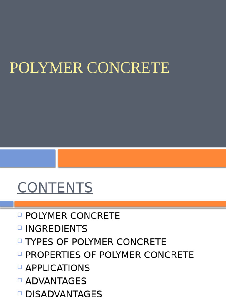Types of Polymer Concrete Explained | PDF | Concrete | Polymers