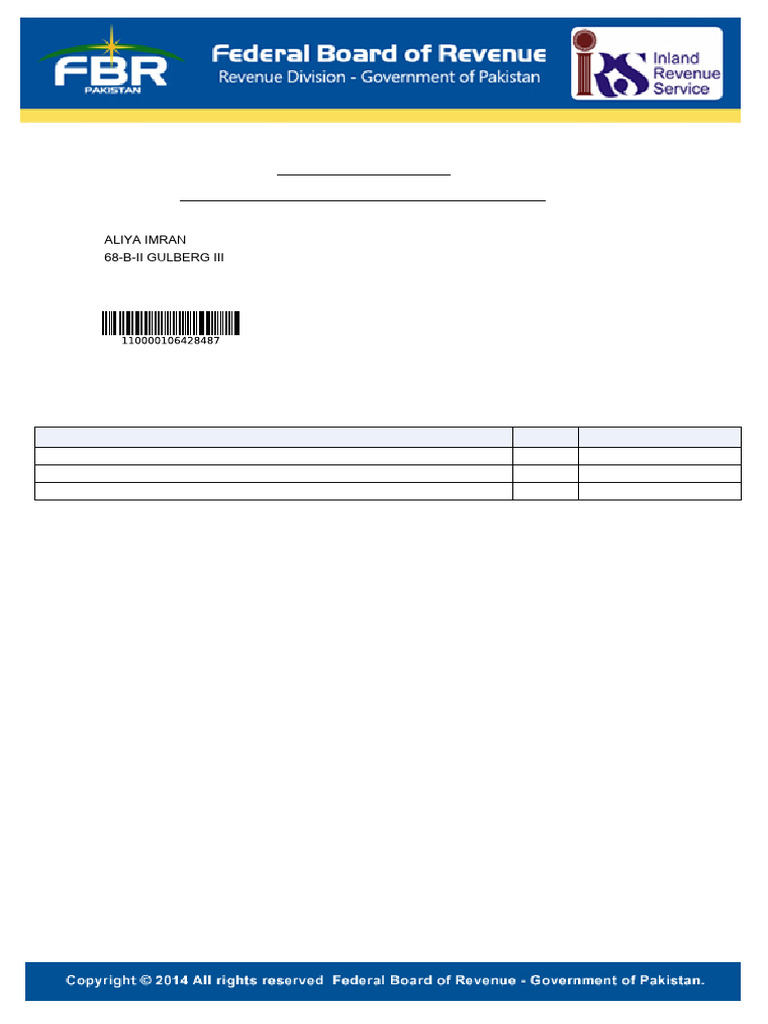 68-B-Ii Gulberg Iii Aliya Imran: Acknowledgement Slip 114 (1) (Return ...