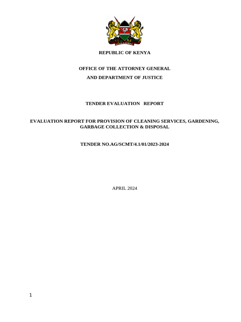Kamtix Cleaners Tender Evaluation Report | PDF | Finance & Money Management