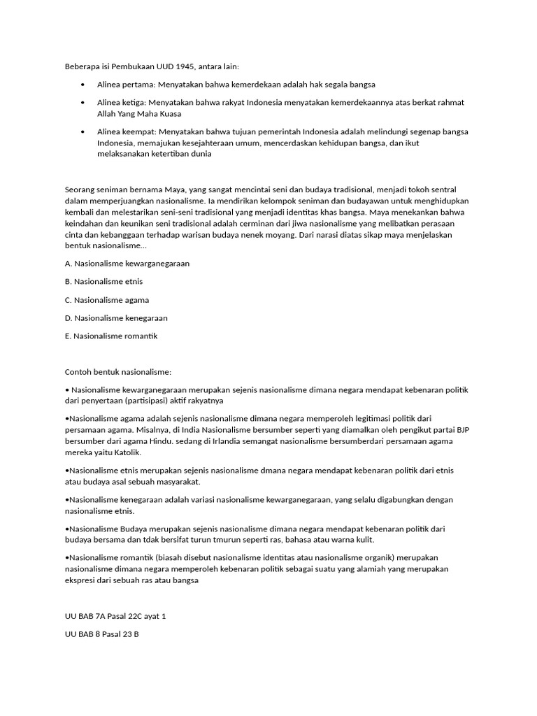 Beberapa Isi Pembukaan UUD 1945 | PDF