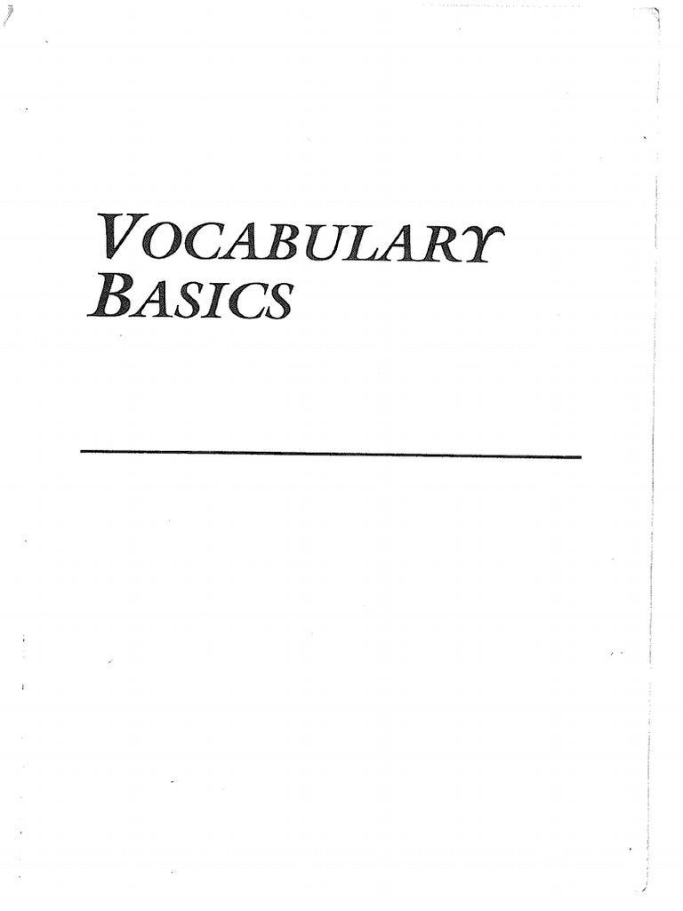 Vocabulary Basics | PDF