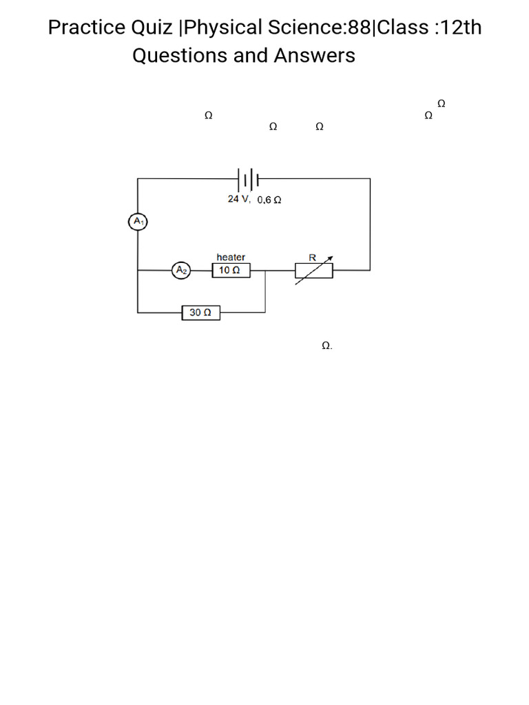 Physics88 Quiz | PDF | Resistor | Electrical Resistance And Conductance