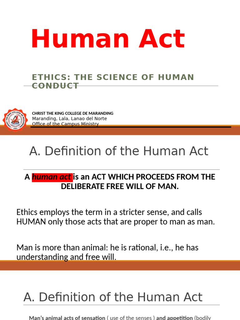 Ethics Topic Human Act | PDF | Intention | Reason