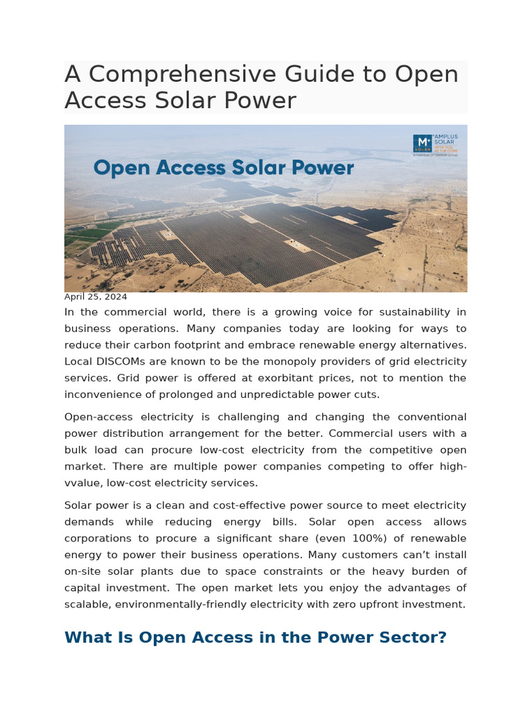 A Comprehensive Guide to Open Access Solar Power | PDF | Solar Power ...