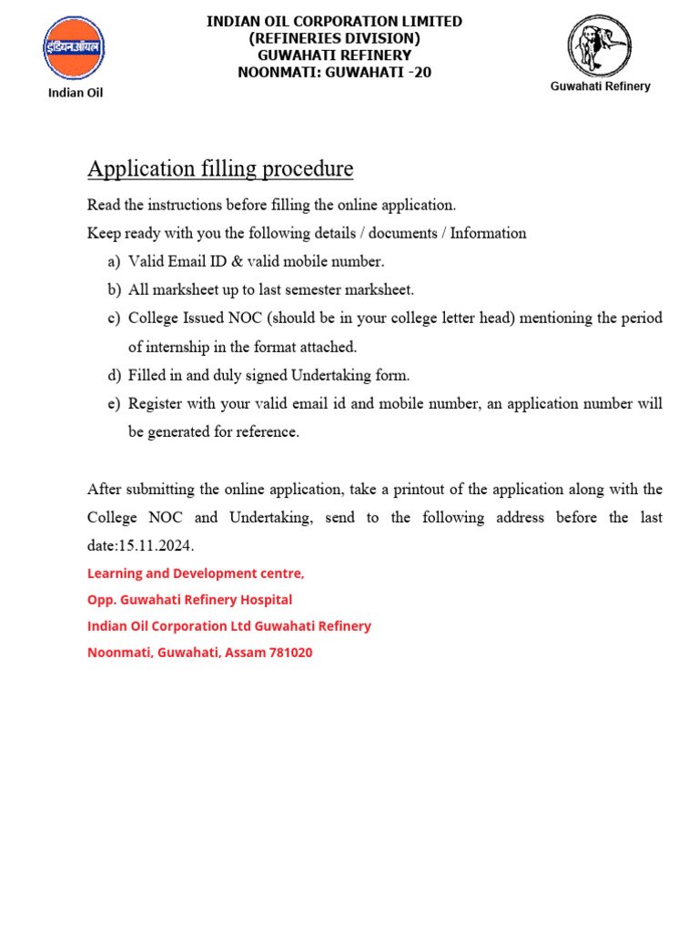 Application Filling Procedure | PDF
