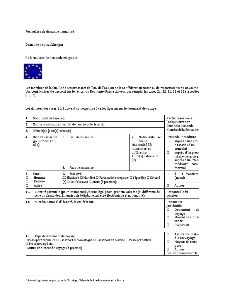 Demande de visa Schengen simplifiée | PDF | Visa (Document)