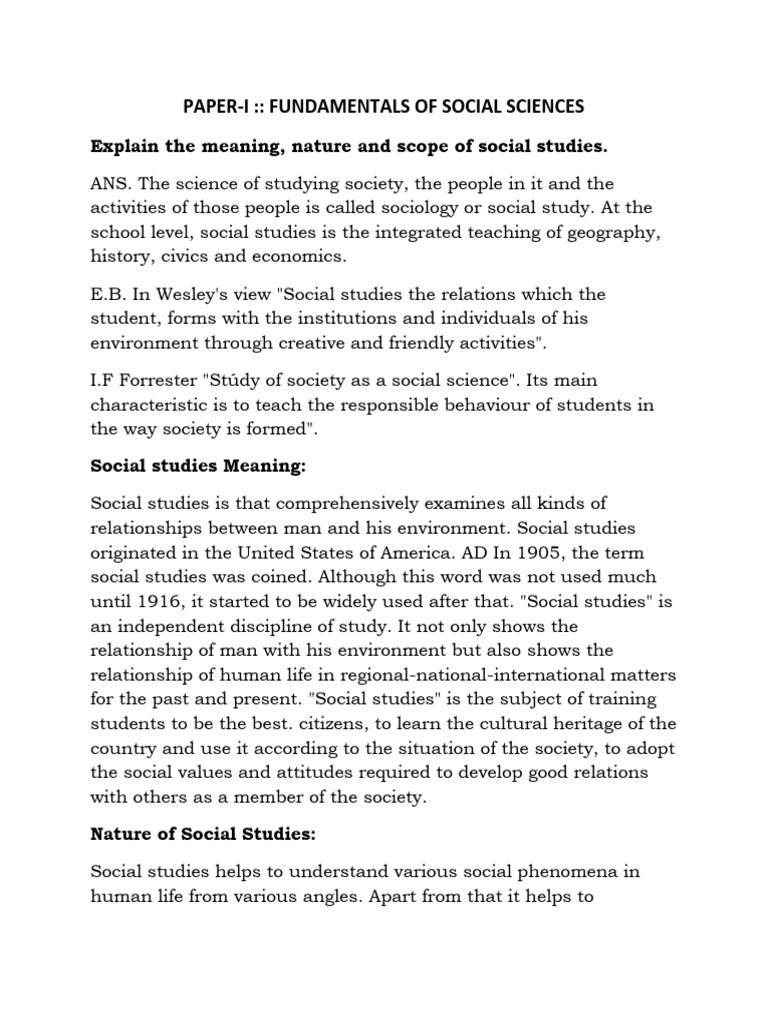 social sciences Q&A | PDF | Social Sciences | Science