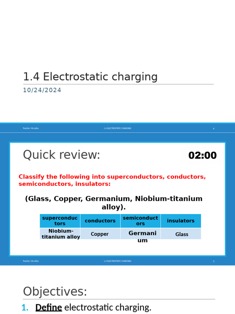 1.4 Electrostatic chargingh | PDF | Electric Charge | Electrostatics