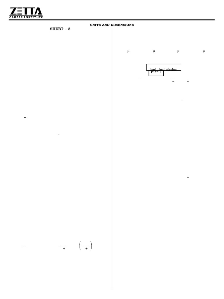 Units and Dimensions Sheet-2 - XI 2024 | PDF