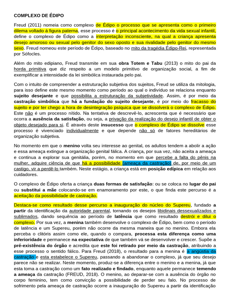Entendendo o Complexo de Édipo em Freud | PDF | Complexo de Édipo ...