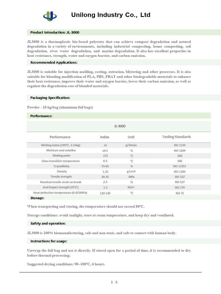 Elongation of PHB of PHA Polymers TDS-PHB POWER | PDF | Biodegradation ...
