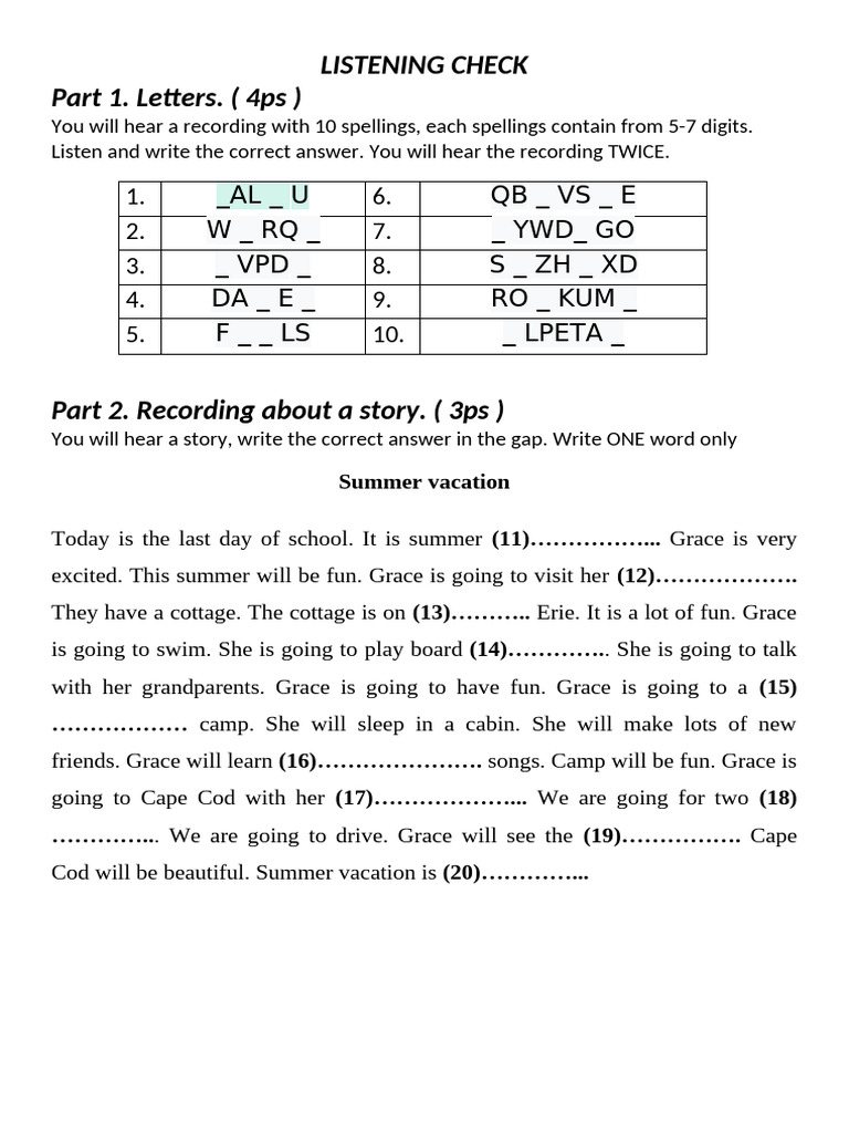 LISTENING CHECK | PDF