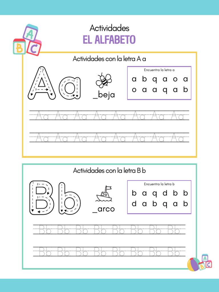 Hoja de Trabajo Actividades Con El Abecedario Trazar y Encontrar Letras ...
