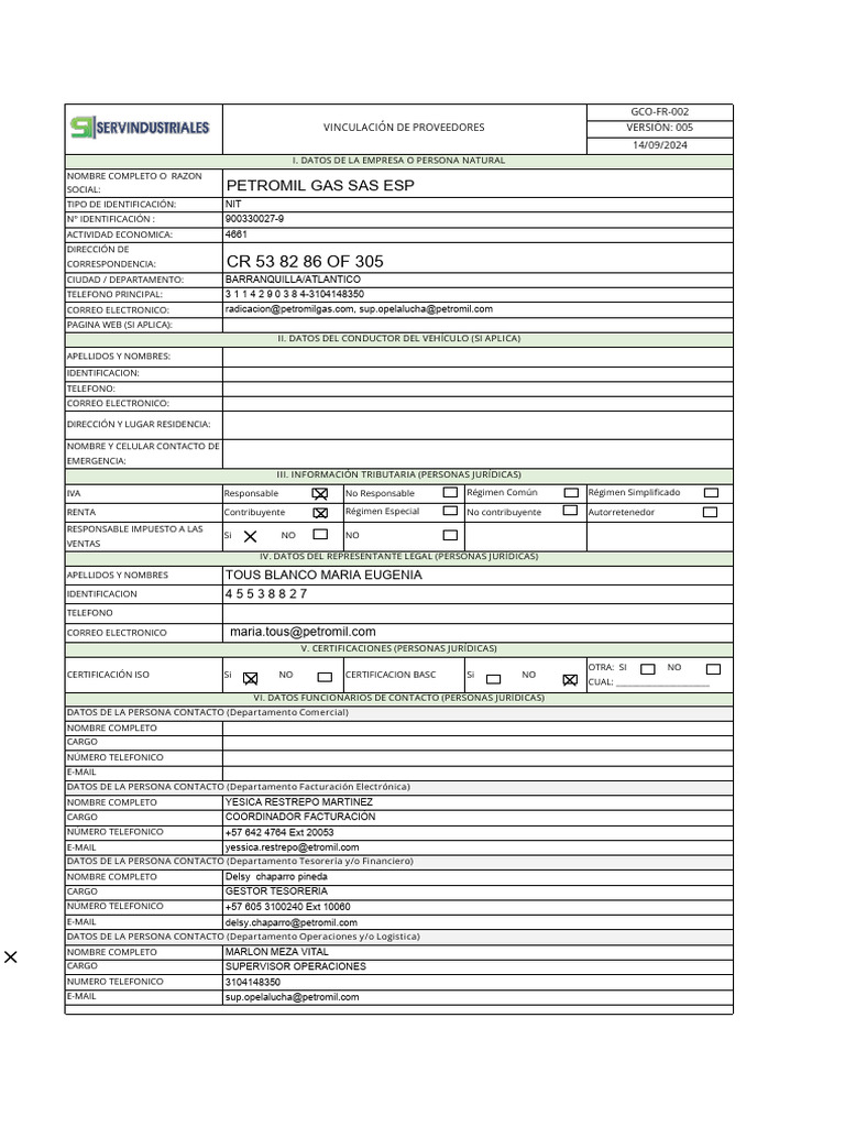 GCO-FR-002 VINCULACION PROVEEDORES V5 | PDF | Información | Bancos
