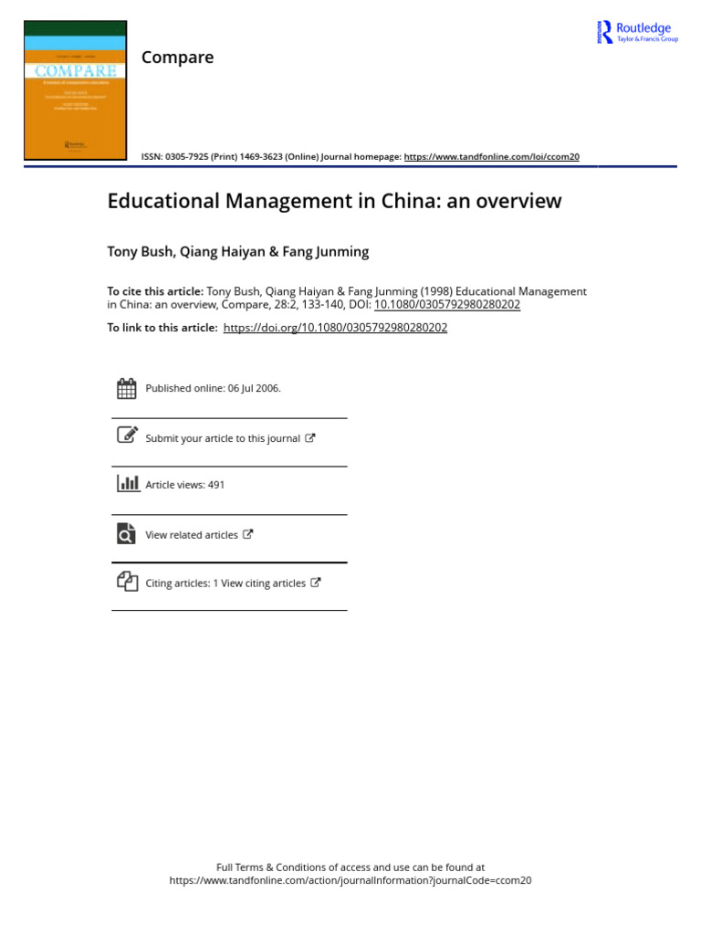 Educational Management in China an overview | PDF | China | World Politics