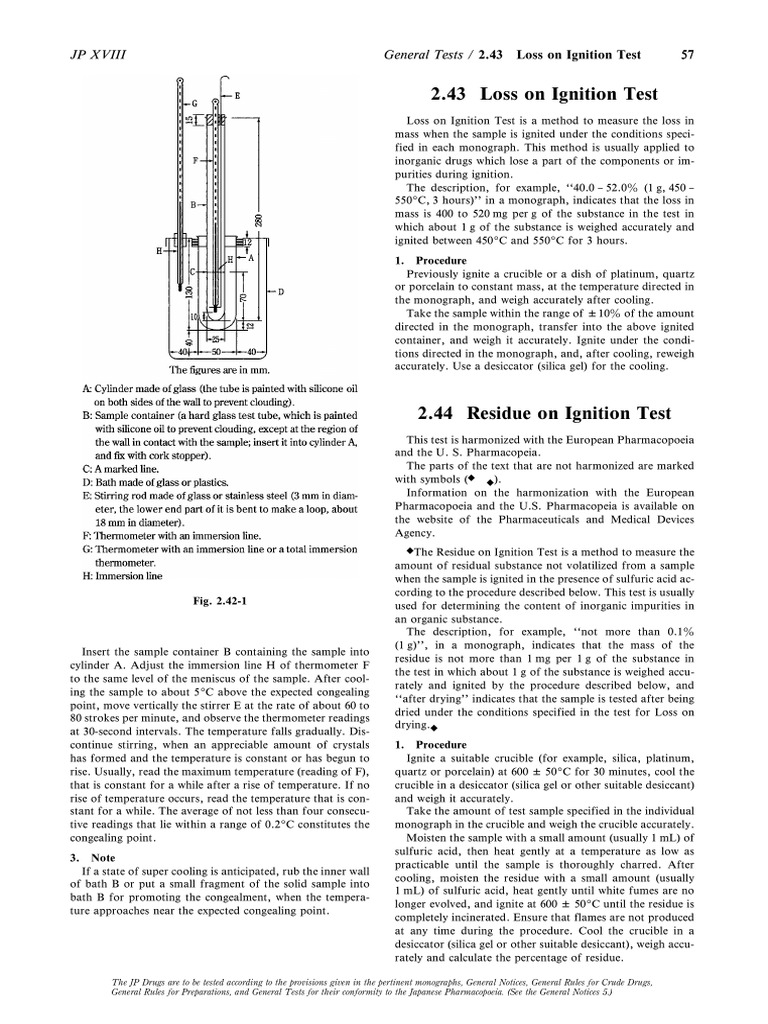 2.44 Residue On Ignition Test JP 18 | PDF | Solvent | Refractive Index