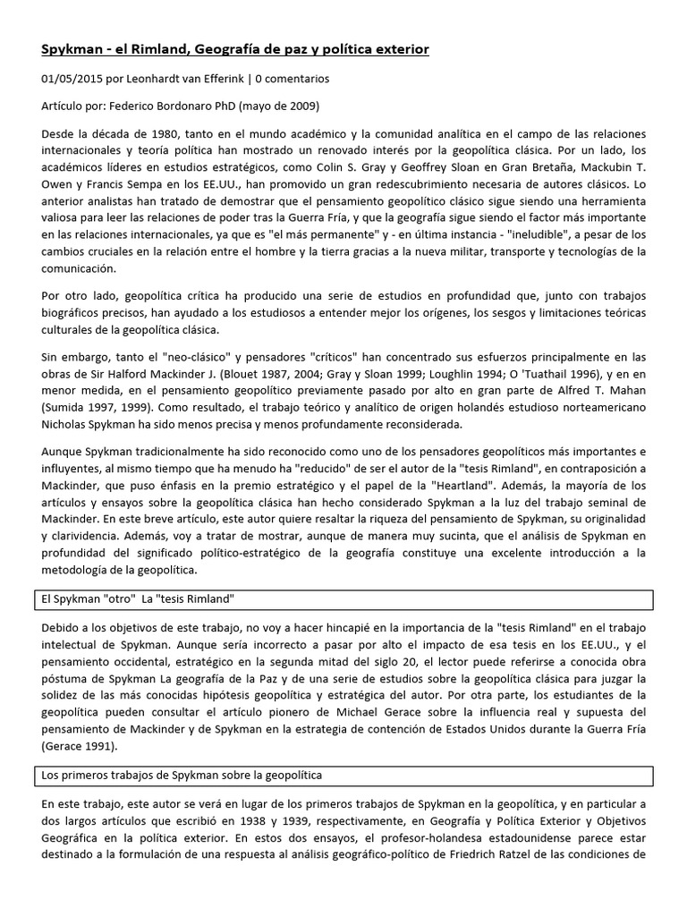 Spykman | PDF | Geopolítica | Unión Soviética